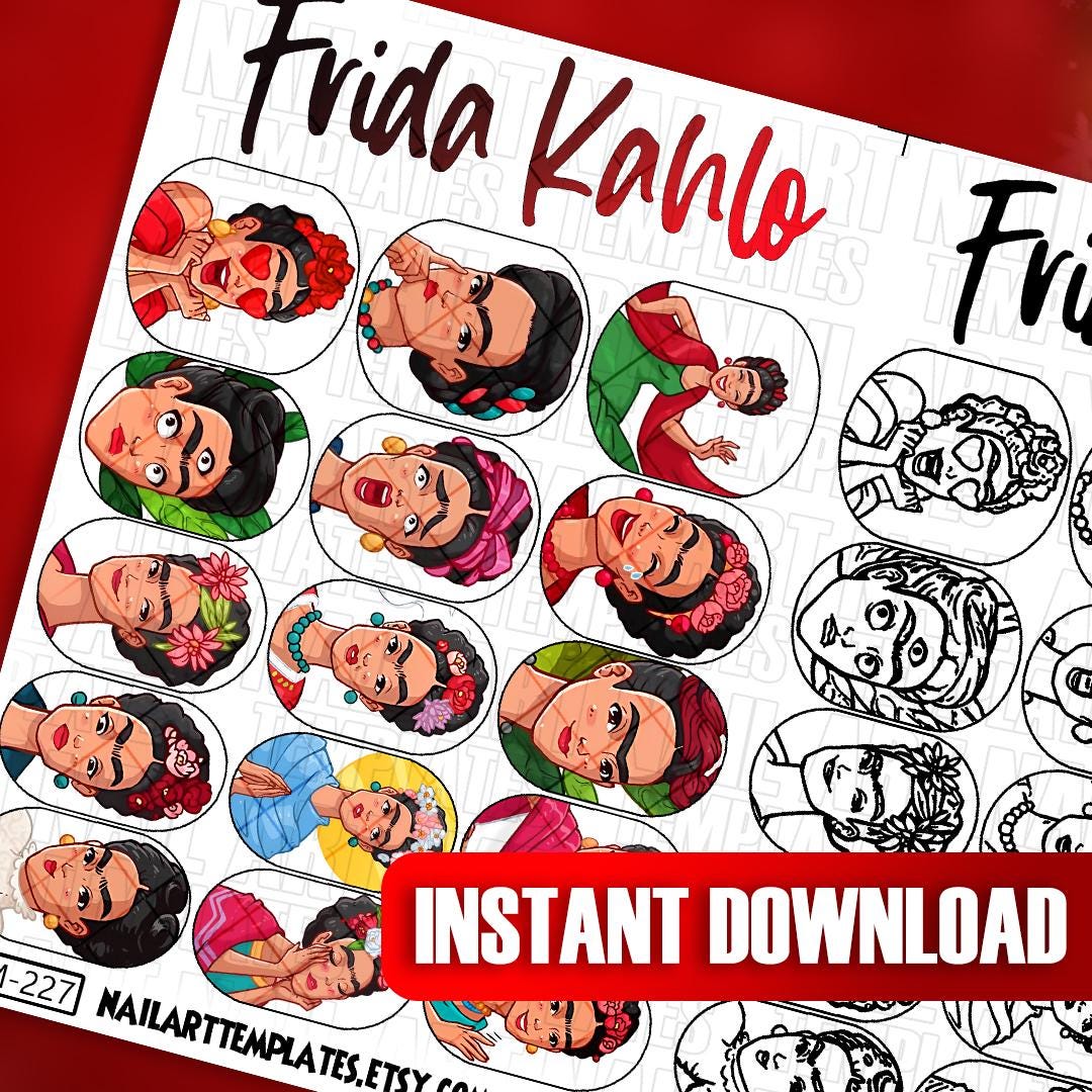 Mexican Artist Inspired Nail Art Templates | DIY Portrait Nail Decals ...