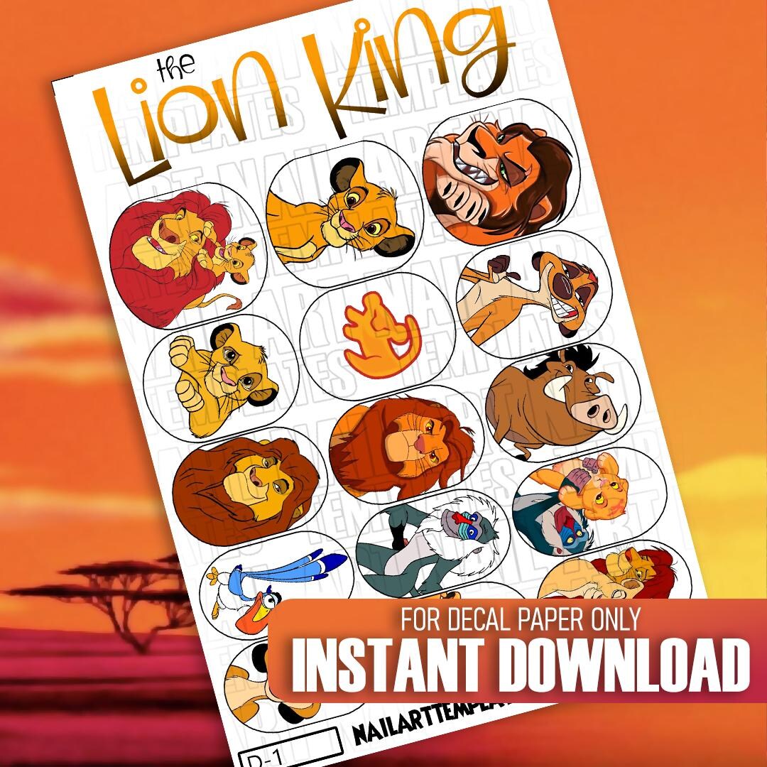 Digital Nail Art Design | Safari Theme Nail Stickers | Printable Nail ...