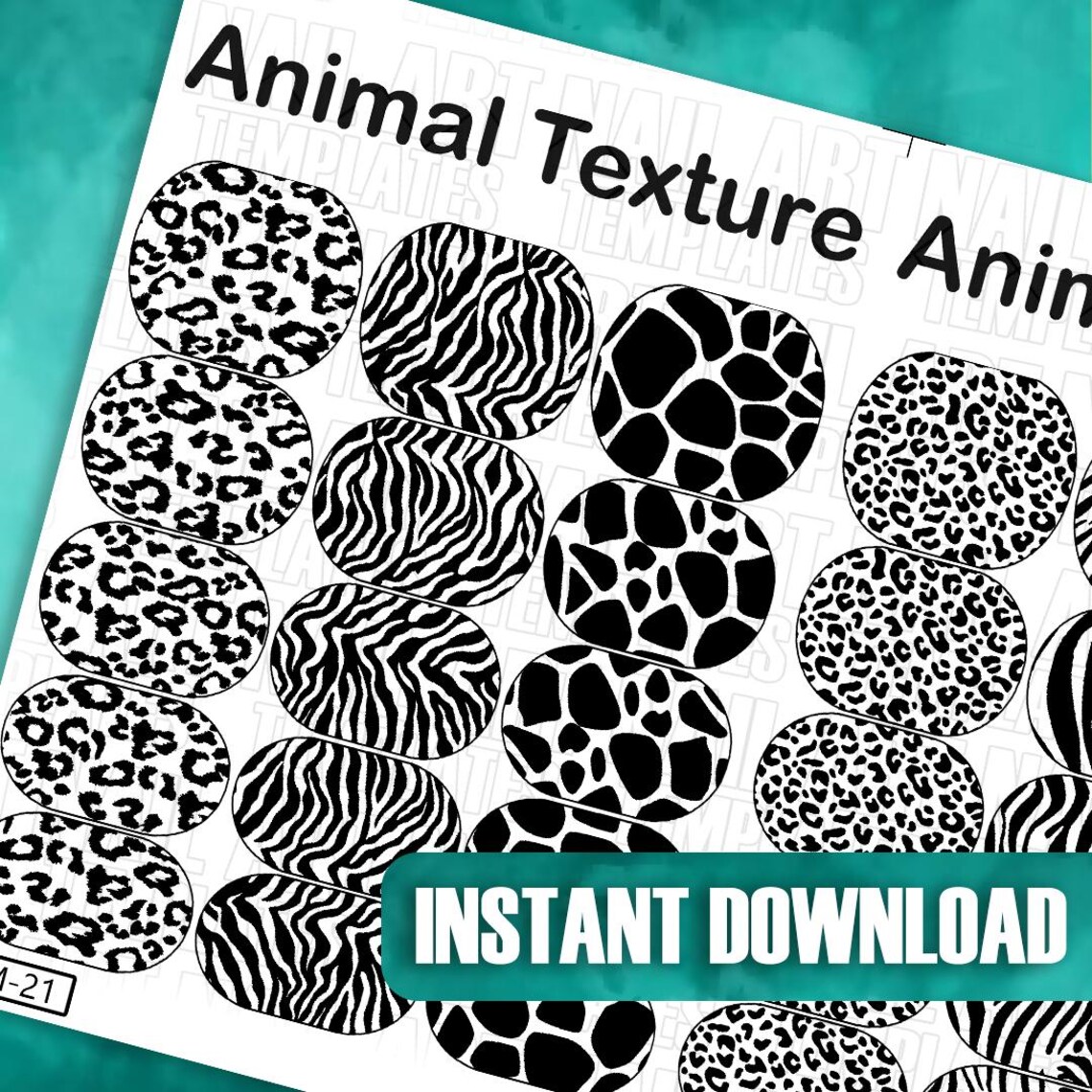 Animal Texture Nail Art Templates | Wild Nail Decal Template | Practice ...