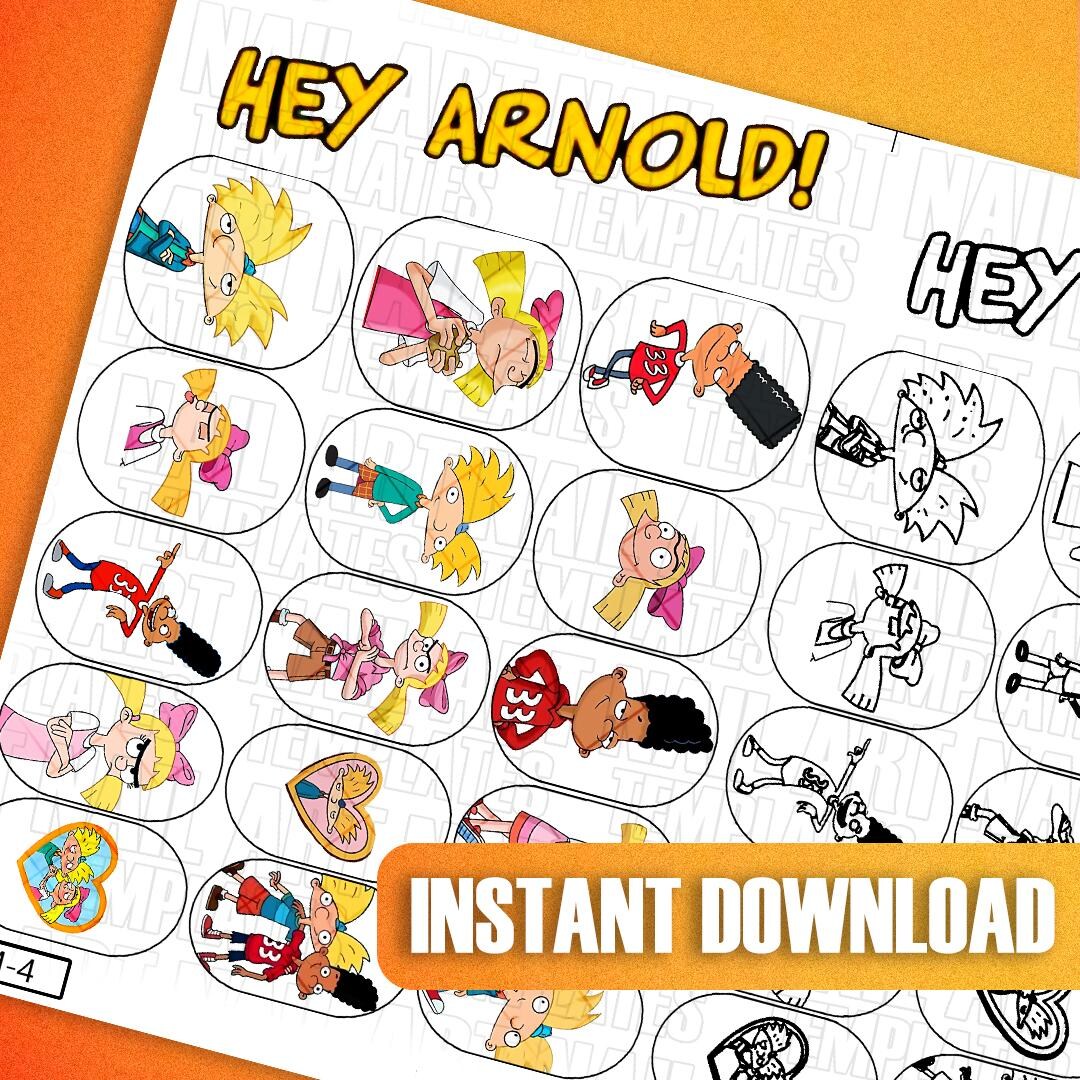 Cartoon Character Nail Art Decals | Fun Digital Nail Art Designs | Nail ...