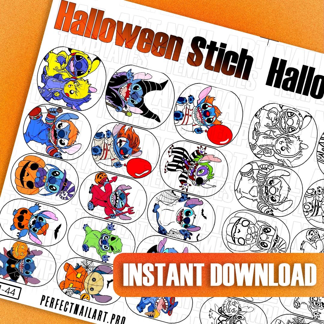 Halloween Monster Nail Art Templates | Cute Alien Nail Decal Practice ...
