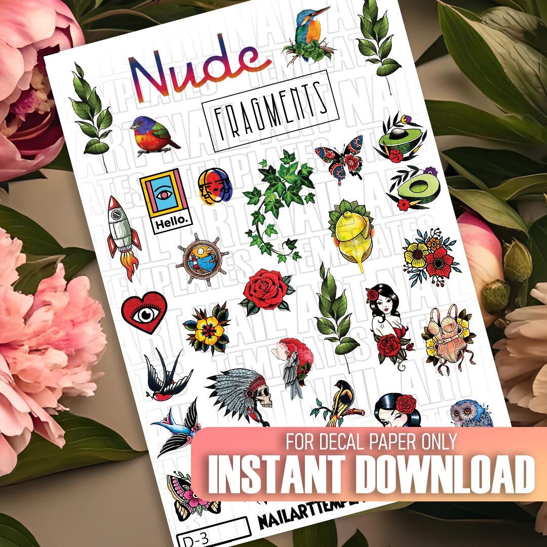 Printable Nail Art Stickers | Floral & Nature Nail Decals | DIY Nail ...
