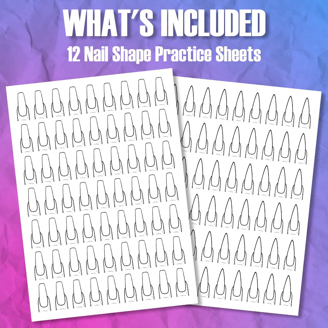 Nail Art Planner & Nail Design Templates | Nail Practice Sheets ...