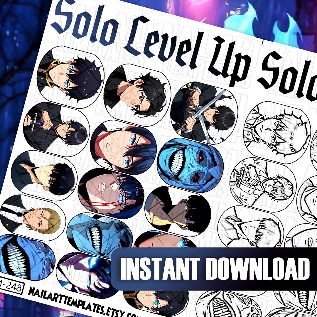 Anime Shadow Warrior Nail Art Templates | Digital Nail Decal Sheets ...