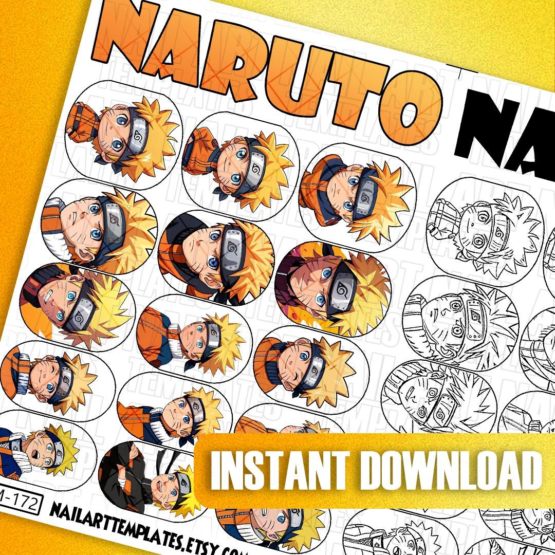 Anime Style Nail Art Templates | Cartoon Character Nail Decals | Nail ...