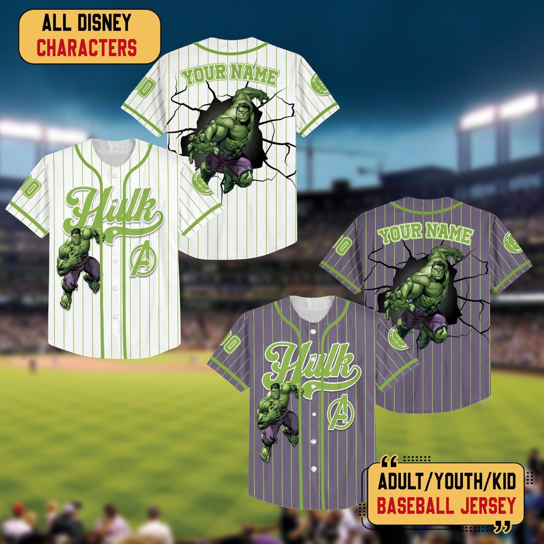 Personalized Marvel Hulk 2 Baseball Jersey, Custom Marvel Avengers ...