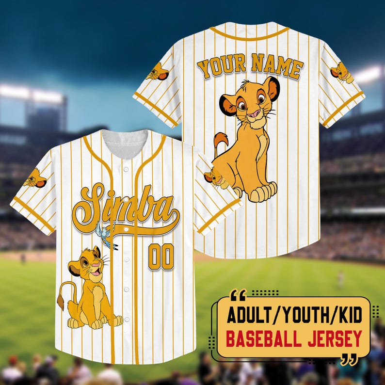 Personalized the Lion King Simba Simple Stripe Baseball Jersey, Custom ...