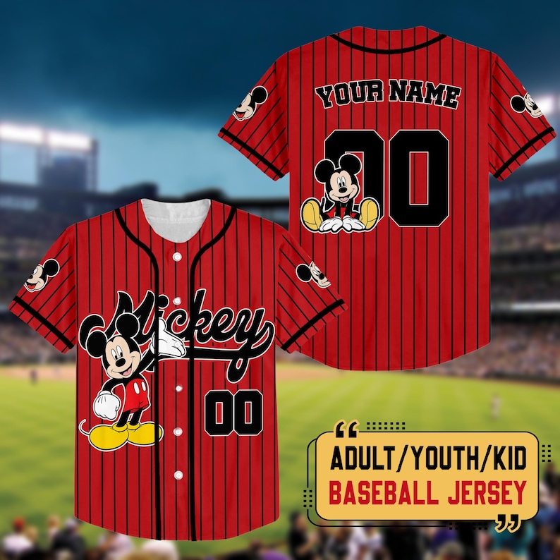 Personalized Mickey Mouse Baseball Jersey, Mickey Matching Jersey ...