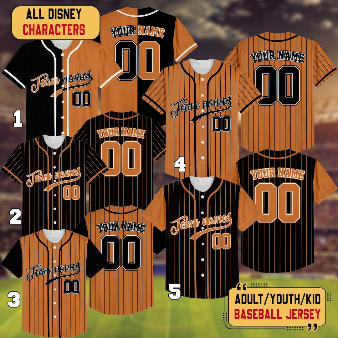 Personalized Black Orange Collection Baseball Jersey, Custom Team Name ...