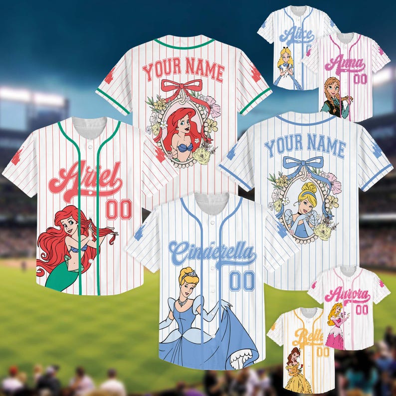 Personalized Disney Princess Baseball Jersey, Custom Name and Princess ...