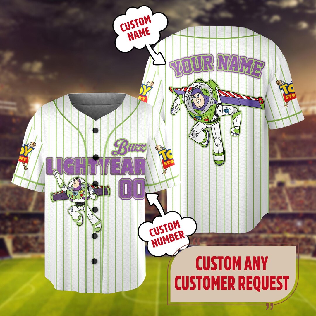 Custom Disney Toy Story Buzz Lightyear Baseball Jersey, Disneyland ...