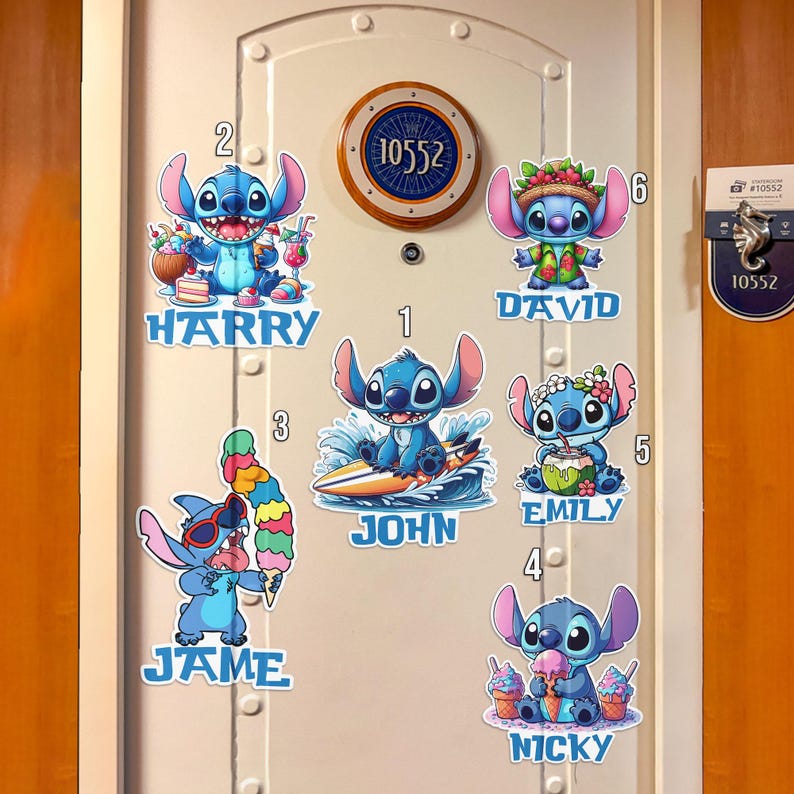 Personalized Disney Stitch Cruise Door Magnet, Disney Surfing Stitch ...