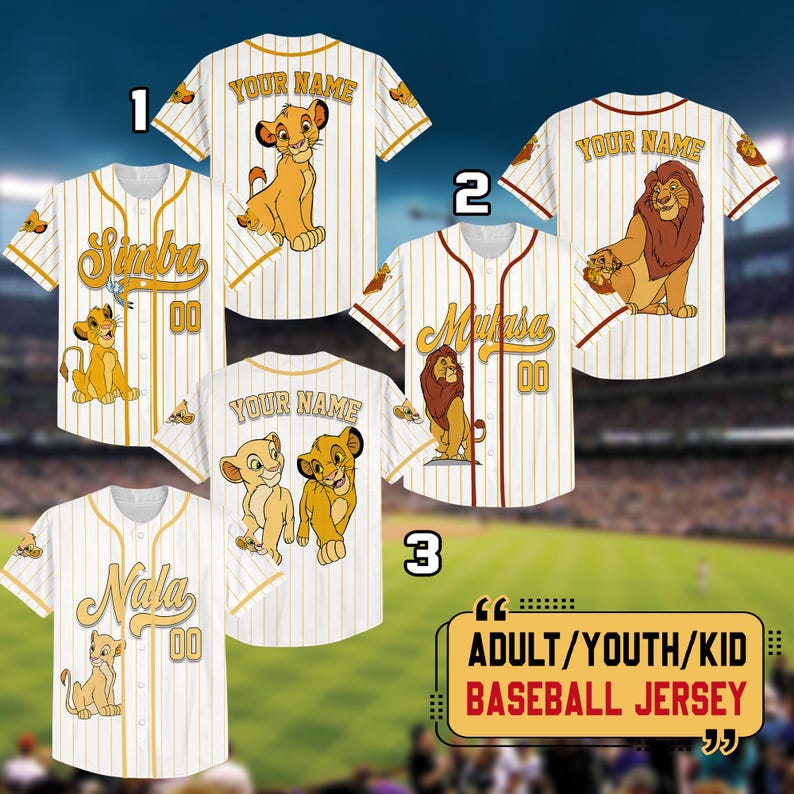 Personalized the Lion King Simba Simple Stripe Baseball Jersey, Custom ...