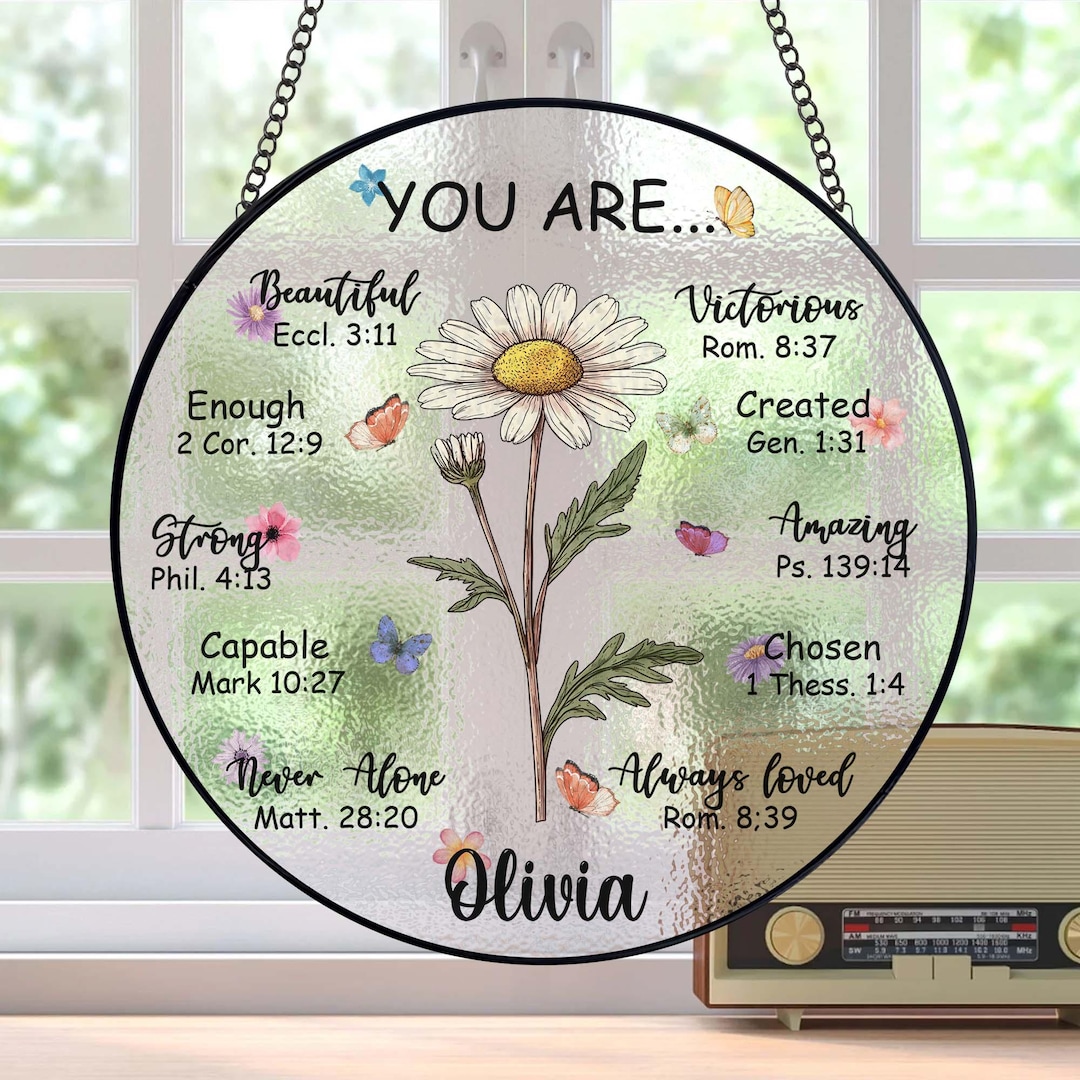 Custom You Are Bible Verse Stained Glass, Personalized Inspiration ...
