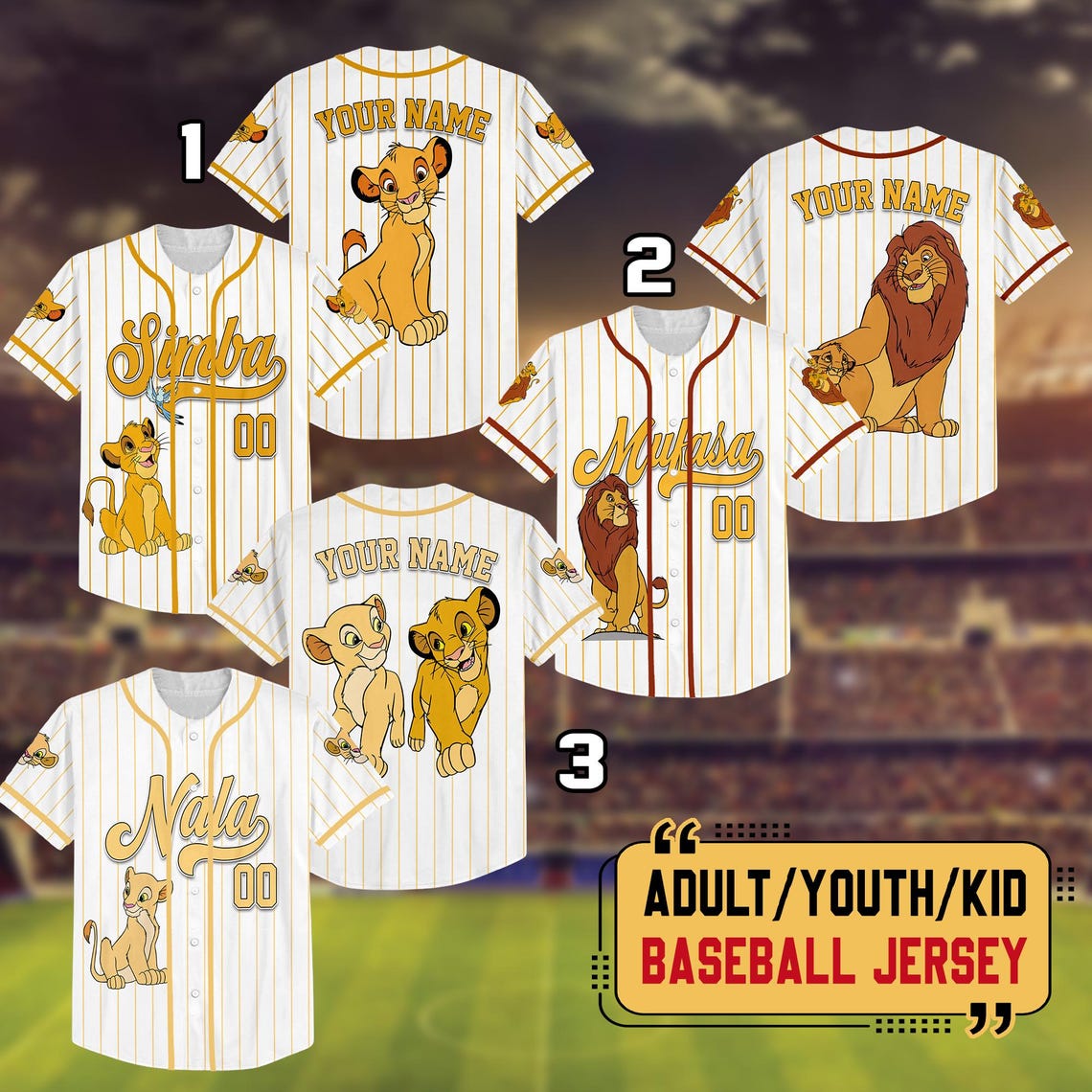 Personalized the Lion King Simba Simple Stripe Baseball Jersey, Custom ...