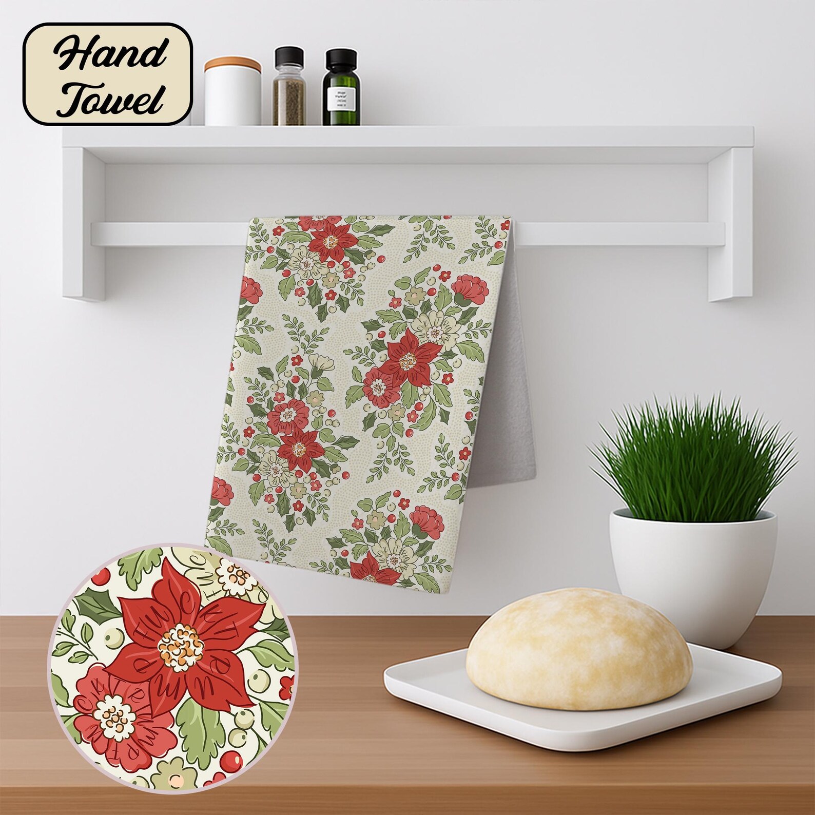Retro Subtle F*ck Trump Hand Towel, Poinsettia Kitchen Towel, Anti ...