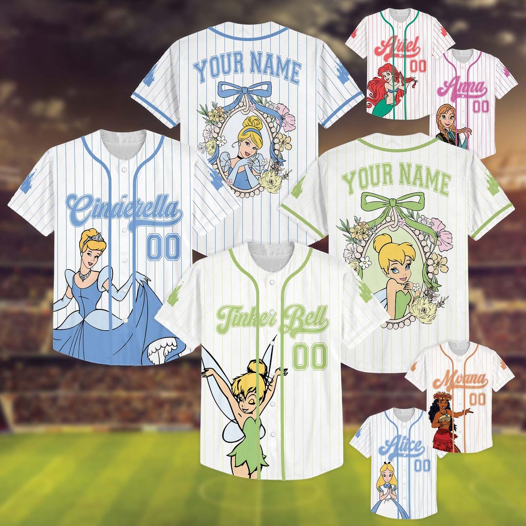 Personalized Disney Princess Baseball Jersey, Custom Name and Princess ...