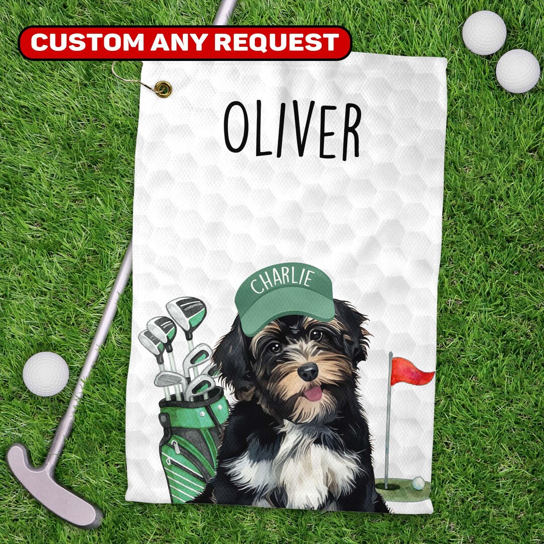 Custom Pet Golf Towel Using Pet Photo Name, Personalized Dog Golf Towel, Custom Cat Golf Towels ...