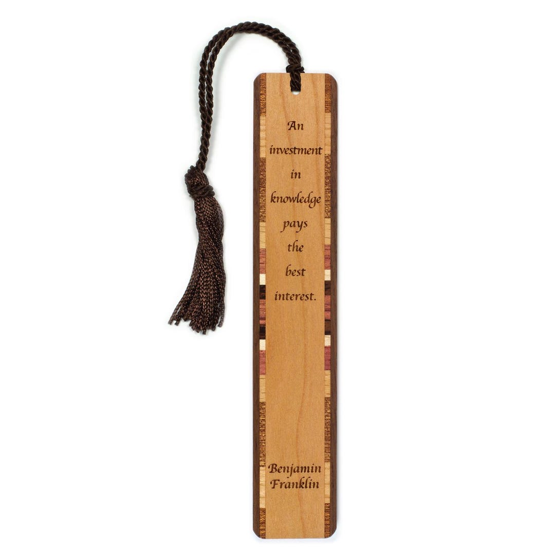 Benjamin Franklin Knowledge Quote Engraved Wooden Bookmark ...