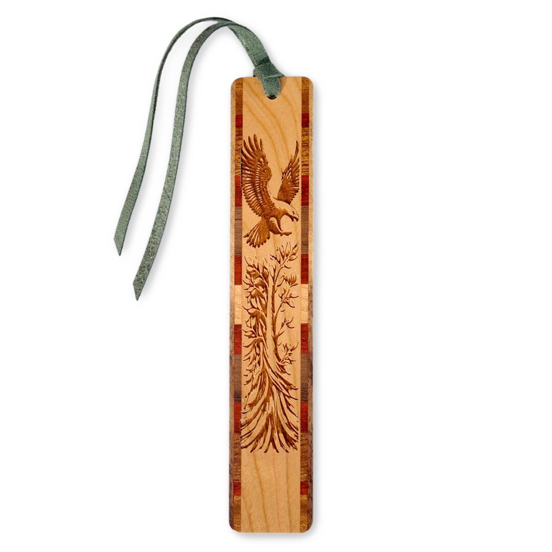 Bald Eagle Landing in Tree Engraved Wooden Bookmark - Made in the USA ...