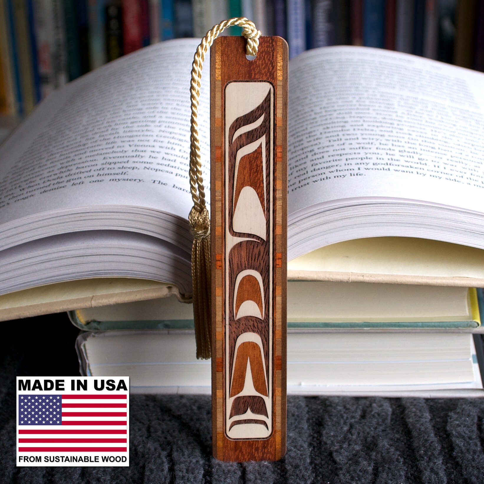 Native American Indian Art Handmade Engraved Wooden Bookmark - Made in ...
