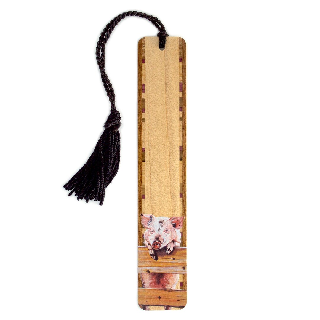 Pig Wooden Bookmark – Farm Animal Art by Mary Beth Ihnken – Handmade in ...