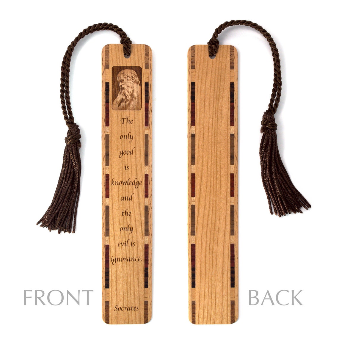 Socrates Greek Philosopher Engraved Wooden Bookmark Knowledge Quote ...