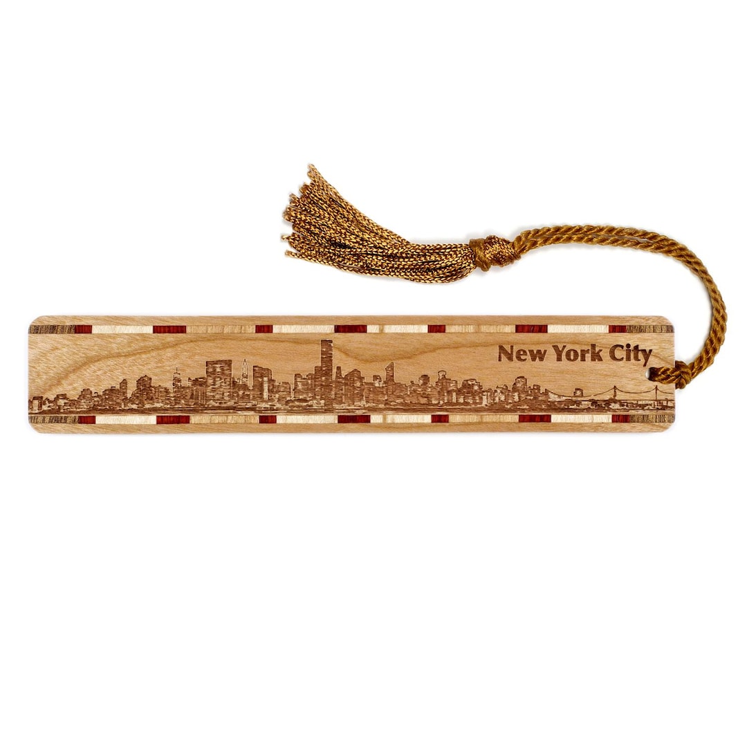 New York City Skyline Engraved Wooden Bookmark With Tassel – NYC Gift ...