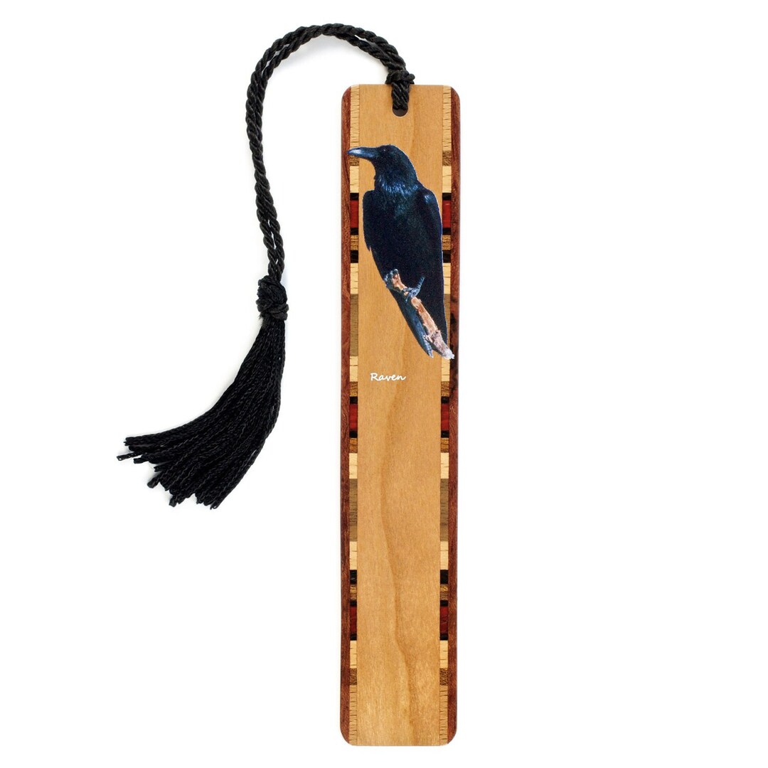 Raven Bird (double-sided) Handmade Wooden Bookmark - Made in the USA - Etsy
