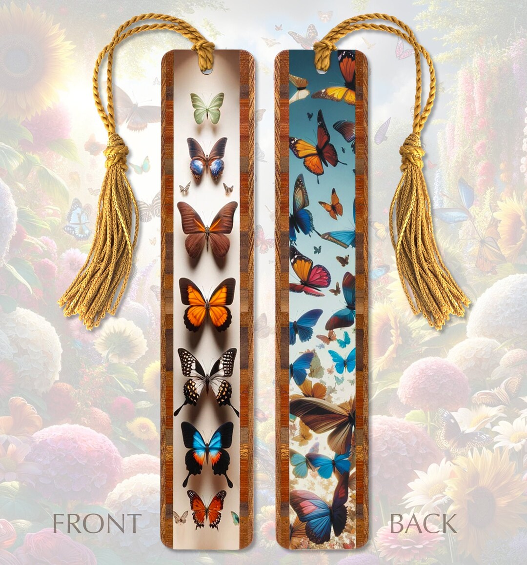Butterflies Wooden Bookmark – Butterfly Nature Gift for Book Lovers ...