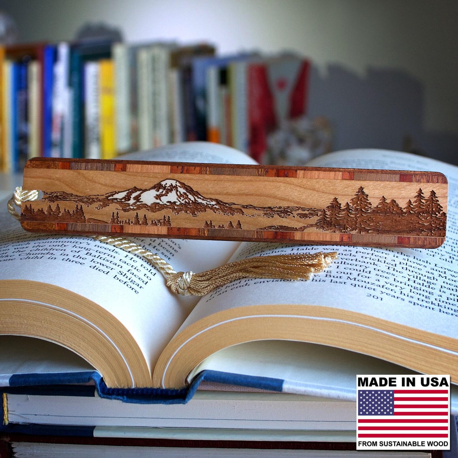 Mountain Wilderness Nature Scene Engraved Wooden Bookmark With - Etsy