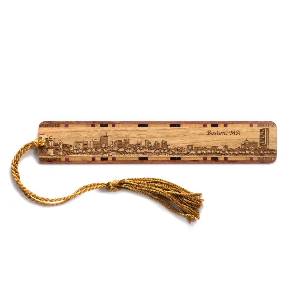 Boston Massachusetts City Skyline Engraved Wooden Bookmark - Made in ...