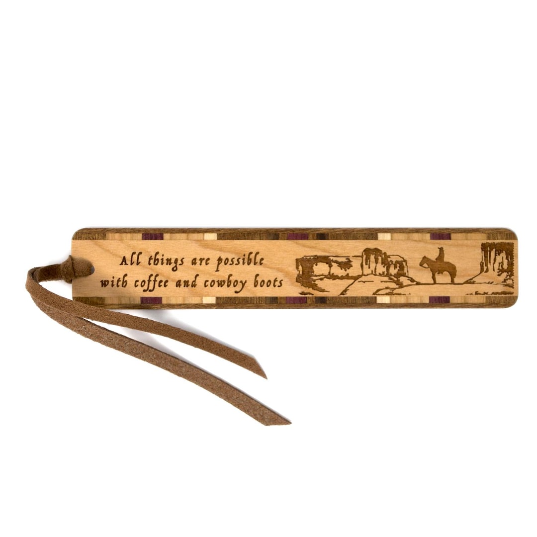 Engraved Wooden Bookmark – Cowboy Boots & Coffee - Western Reading Gift ...