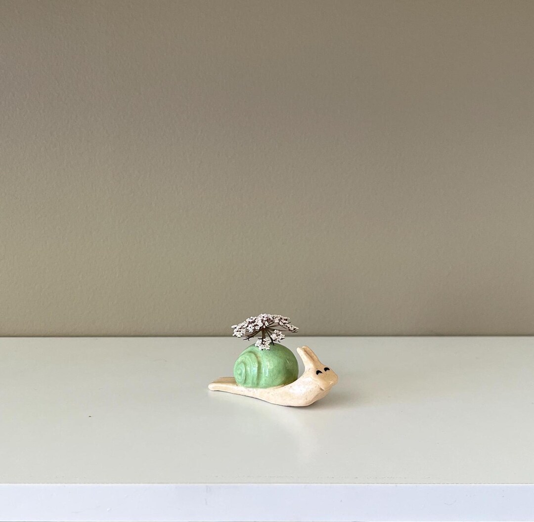 Custom Order | Ceramic Snail Figurine | Handmade Miniature Flower Vase ...