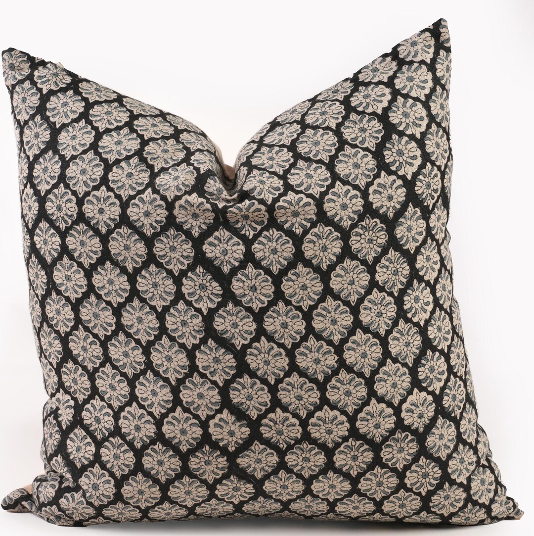 Charcoal Black Pillow Cover Spring Throw Pillow Farmhouse Rustic Boho ...