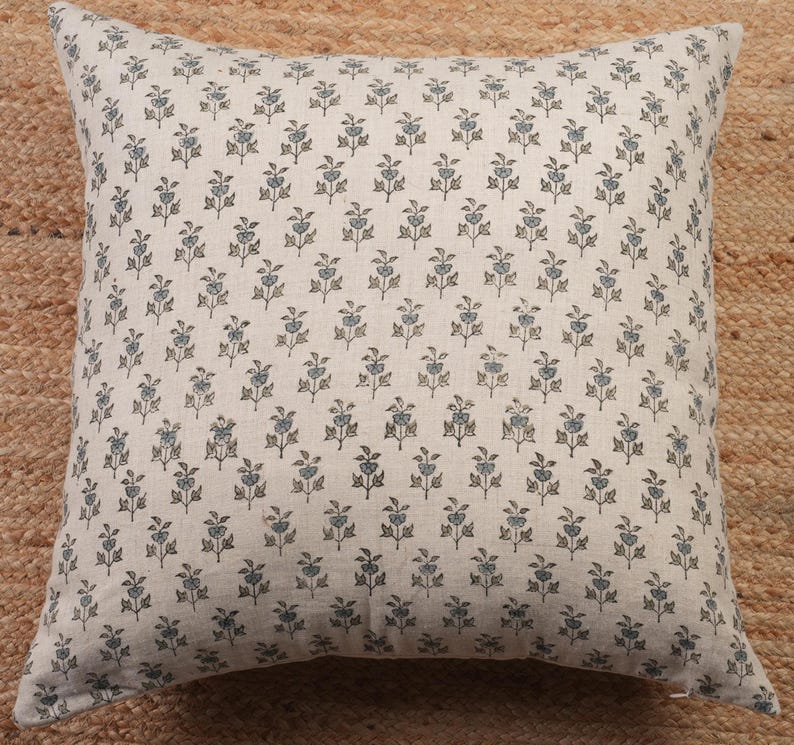 French Blue Pillow Cover Spring Floral Throw Pillow Custom Size Lumbar ...