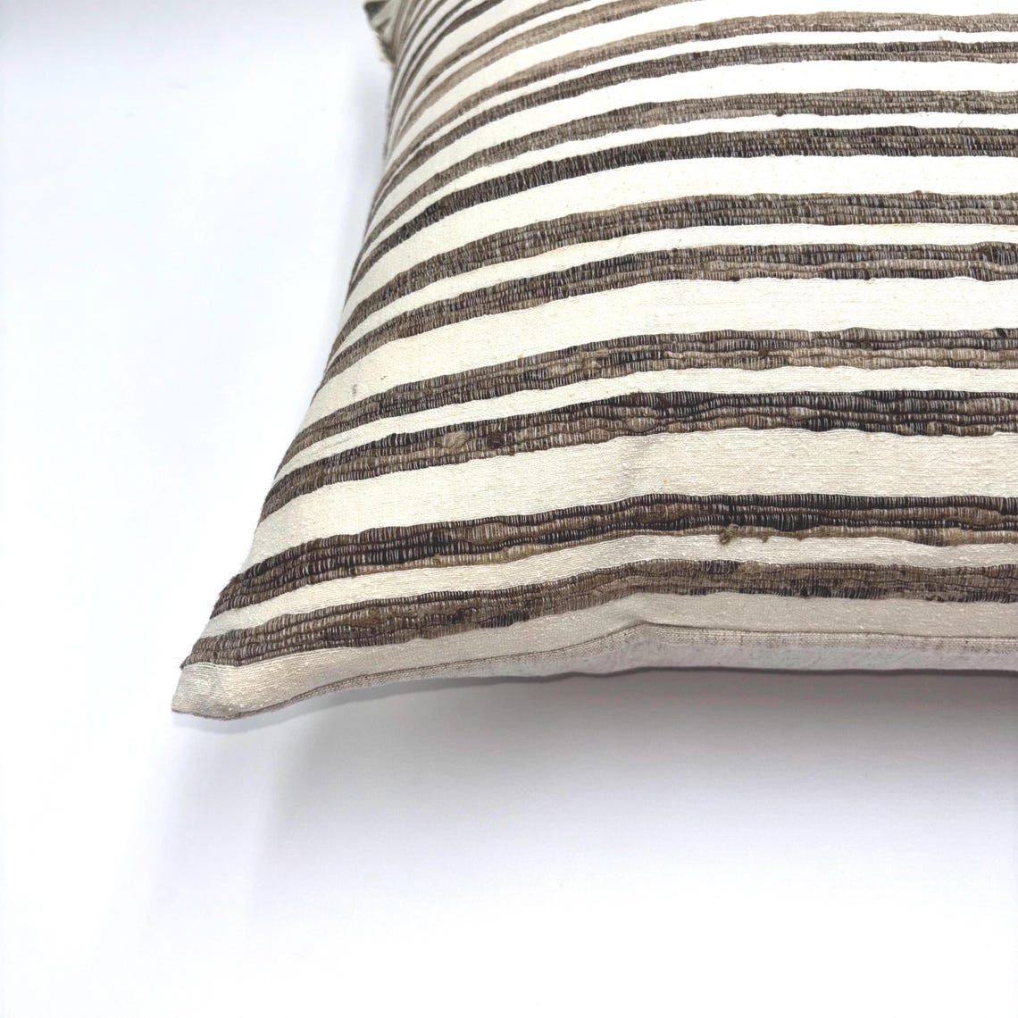 Stripe Pillow Cover Brown Stripe Throw Pillow Textured Pillow Farmhouse ...