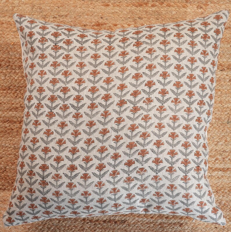 French Country Pillow Rust Pillow Cover Spring Flowers Throw Pillow ...