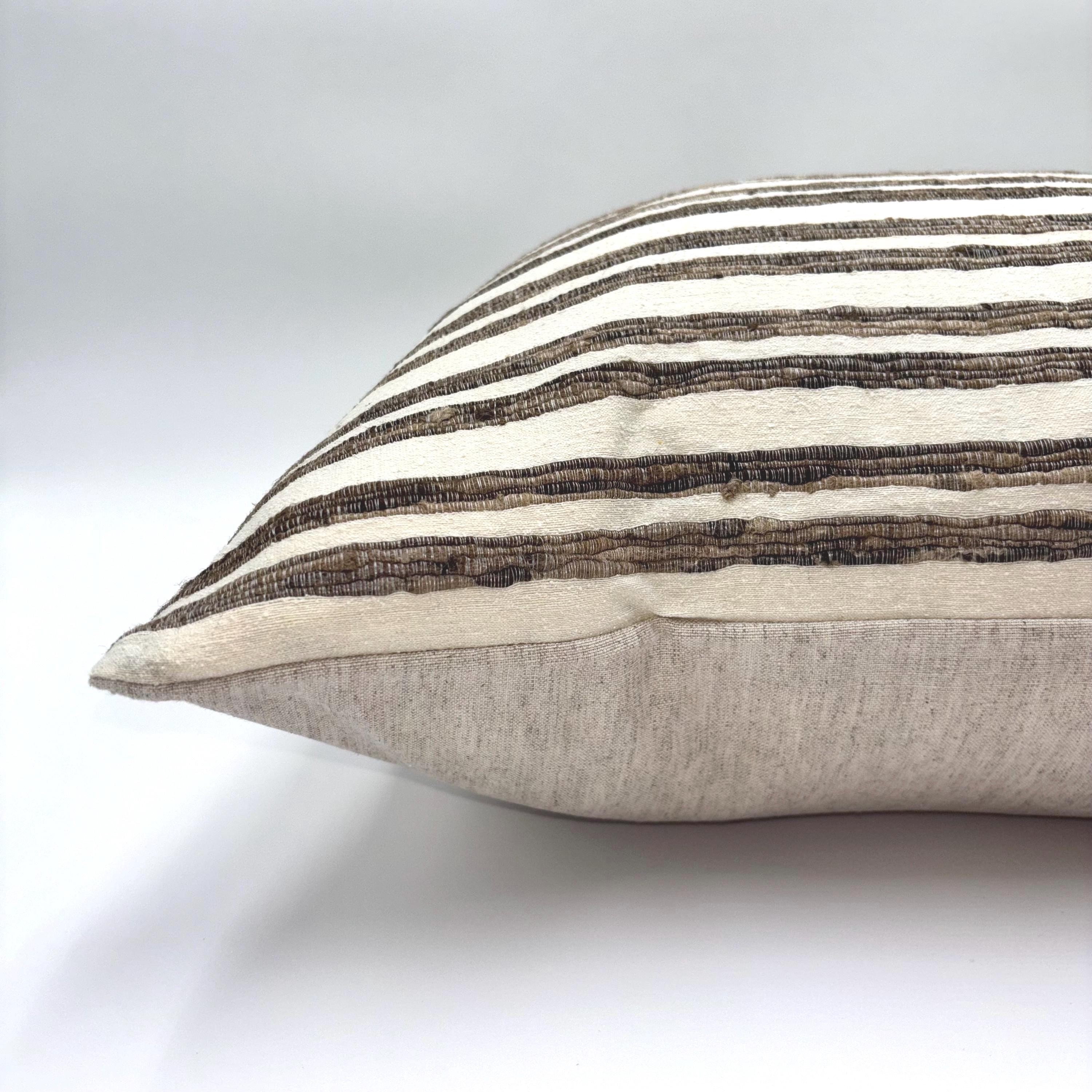 Stripe Pillow Cover Brown Stripe Throw Pillow Textured Pillow Farmhouse ...