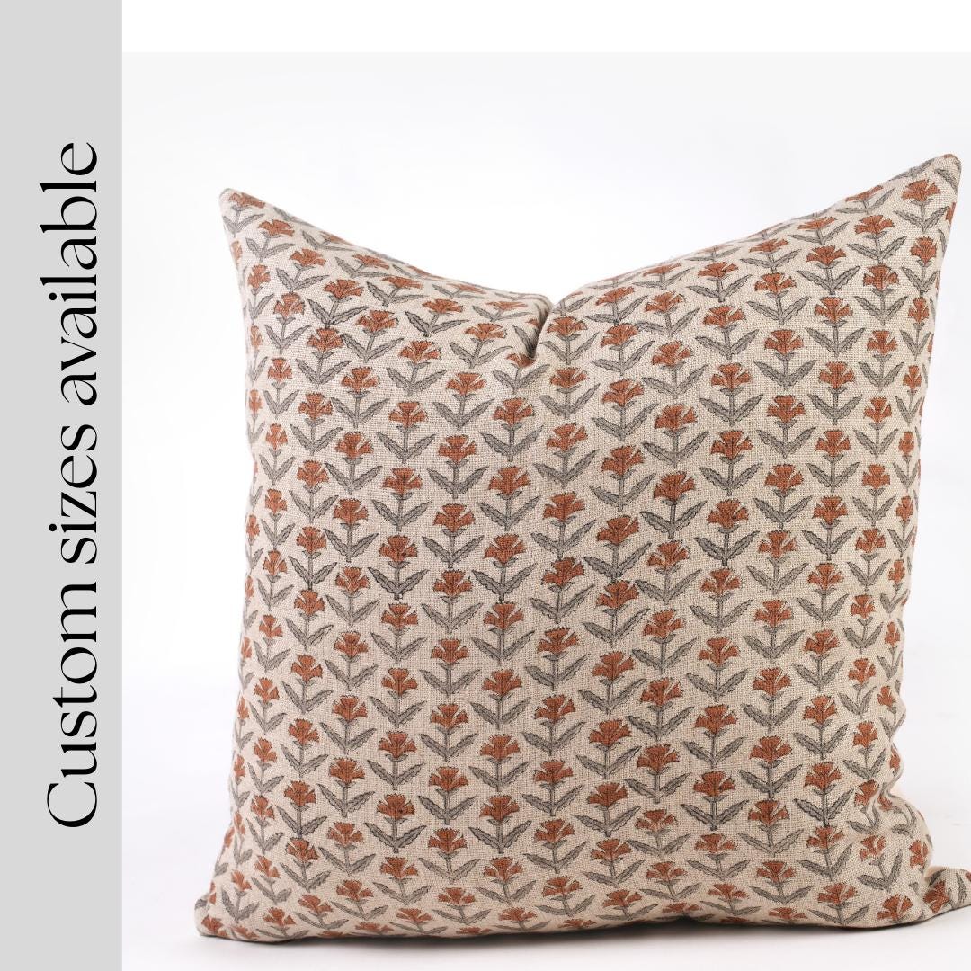French Country Pillow Rust Pillow Cover Spring Flowers Throw Pillow ...