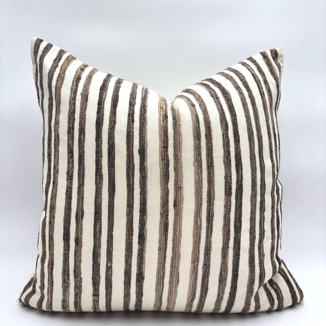 Stripe Pillow Cover Brown Stripe Throw Pillow Textured Pillow Farmhouse ...