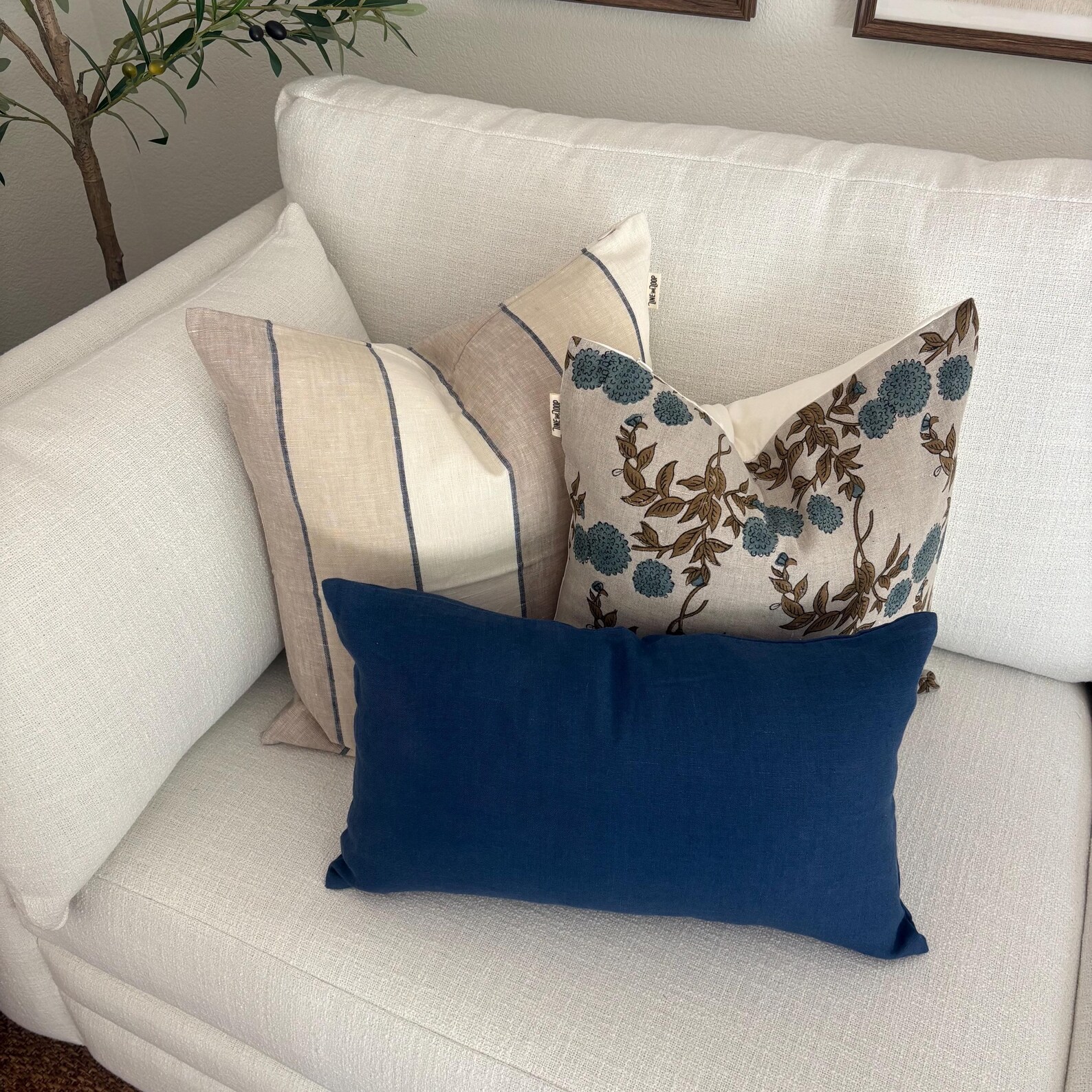 Pillow Combination Set Blue Pillow Combo Sectional Pillows Set Throw ...