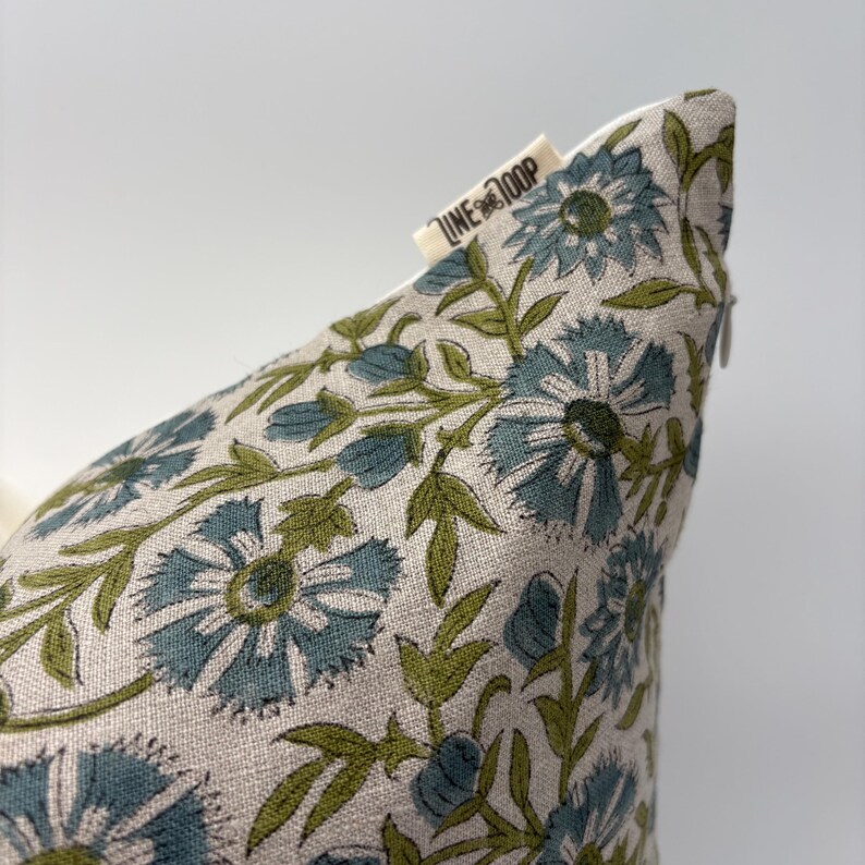 Blue Floral Pillow Cover Throw Pillow Bedroom Accent Living Room ...