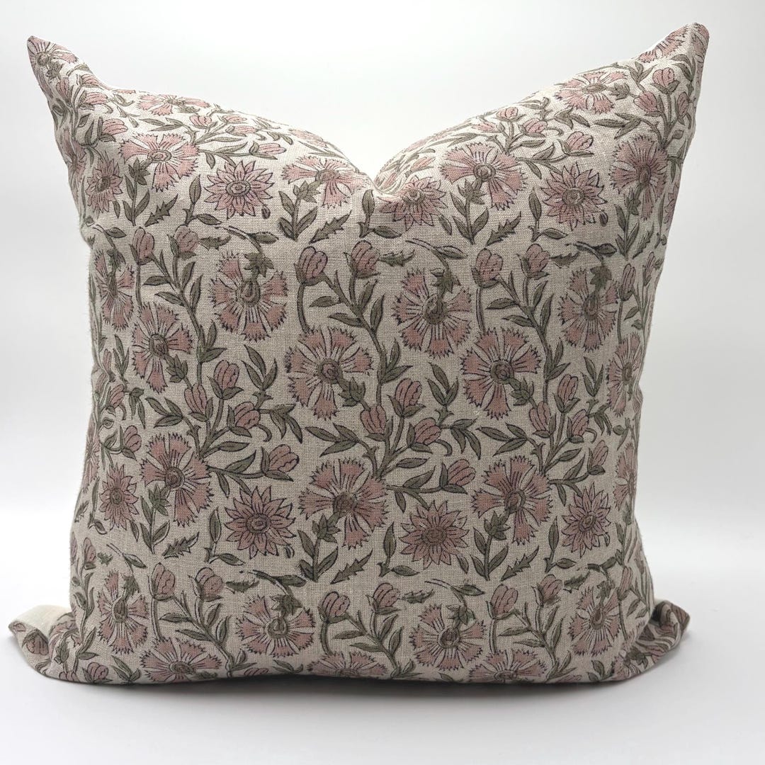 Floral Pink Pillow Spring Pillow Cover French Country Pillow Cover ...