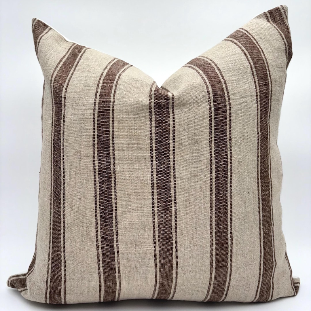 Stripe Pillow Cover Stripe Lumbar Housewarming Gift Linen Pillow Cover ...