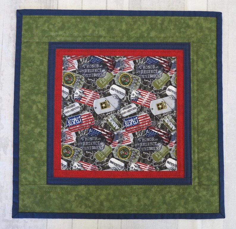 Patriotic Military US Army Quilted Table Topper Approx. 14.25" Square ...
