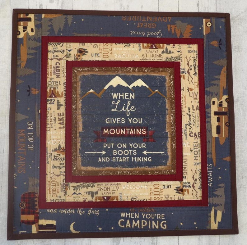 RV Camping Hiking Quilted Table Topper 18 Outdoor Life Centerpiece - Etsy