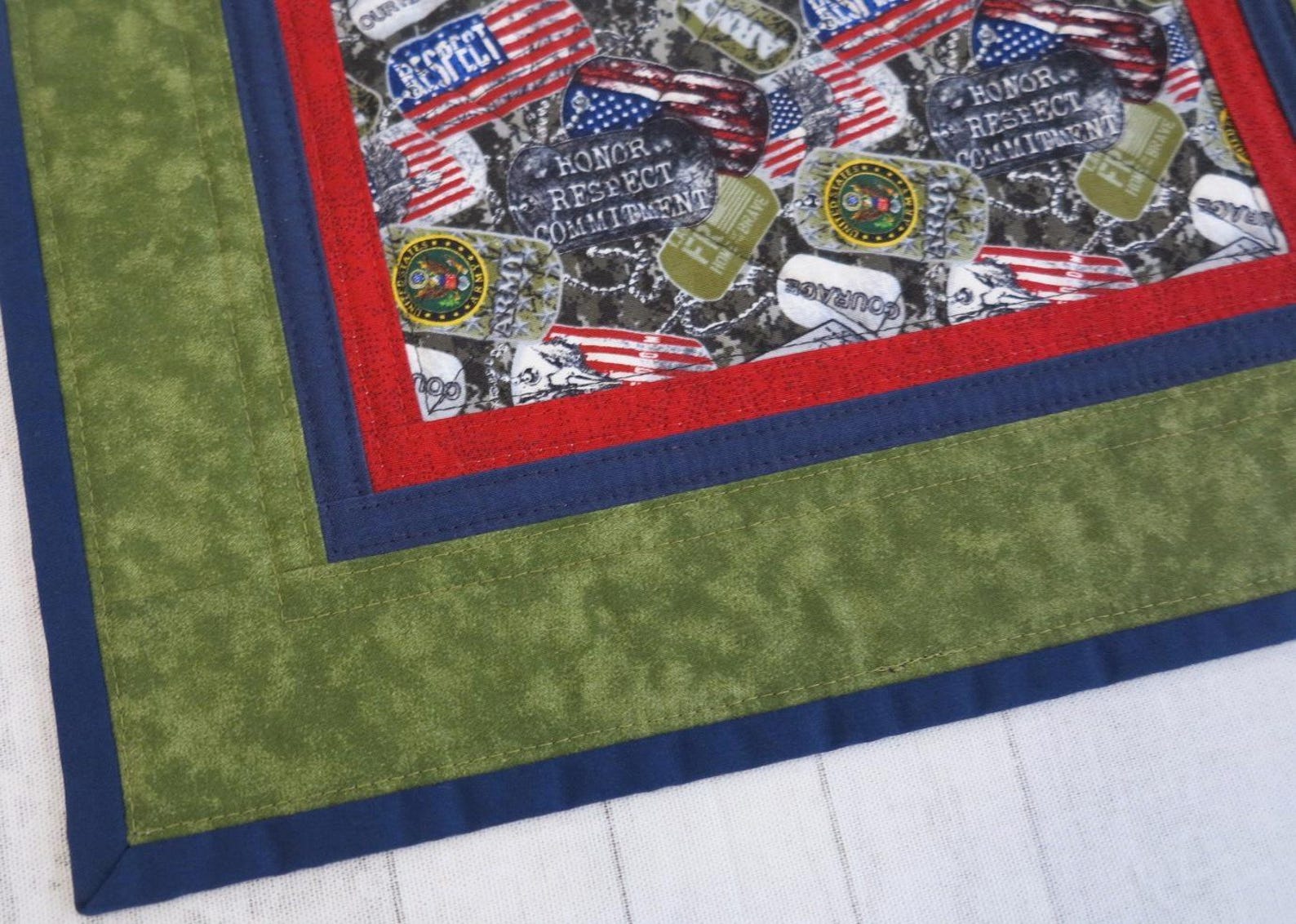 Patriotic Military US Army Quilted Table Topper Approx. 14.25" Square ...