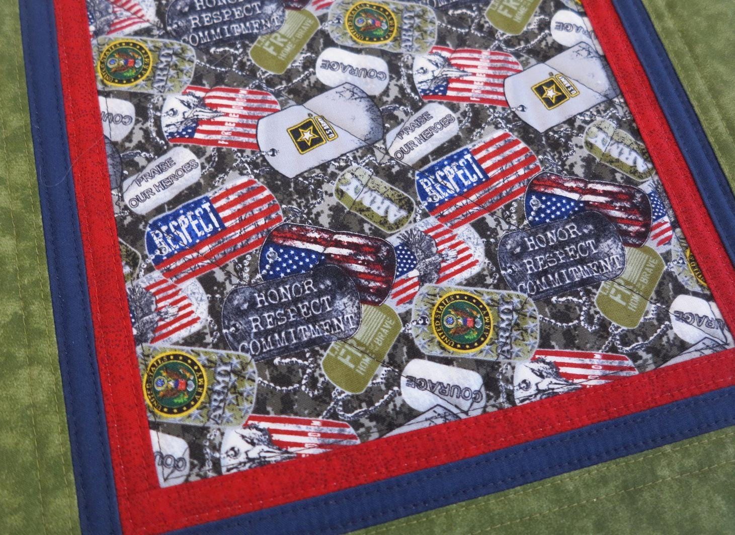 Patriotic Military US Army Quilted Table Topper Approx. 14.25" Square ...