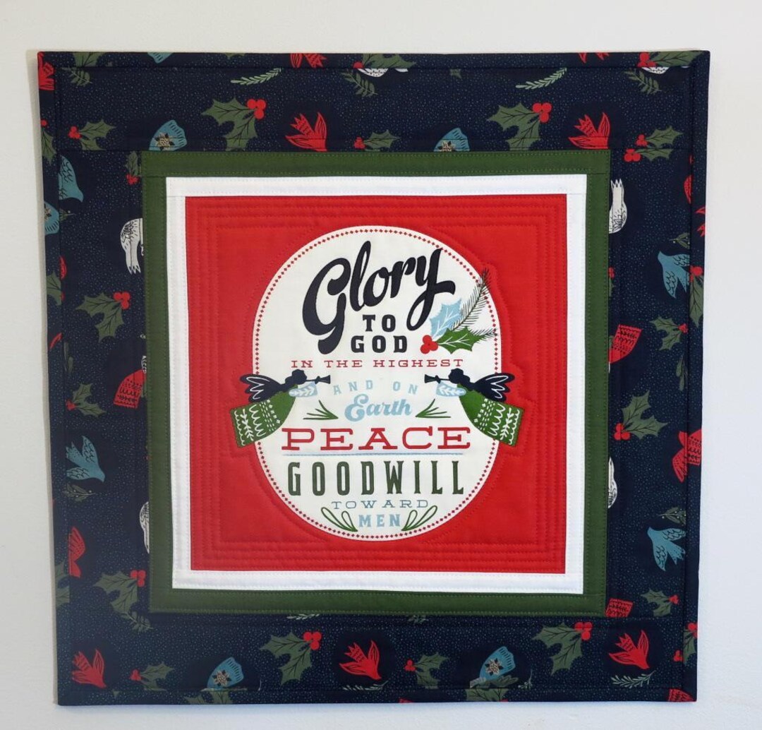 Christmas Wall Hanging 19" Table Topper Centerpiece Scripture Luke 2:14 ...